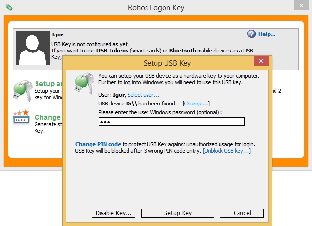 Login Windows Remote Desktop in a secure way by USB key – Rohos